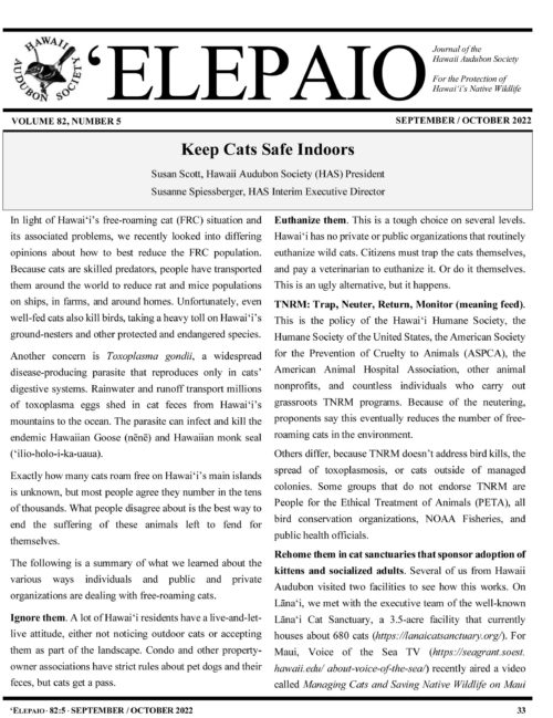 Elepaio Journal - Hawaii Audubon Society
